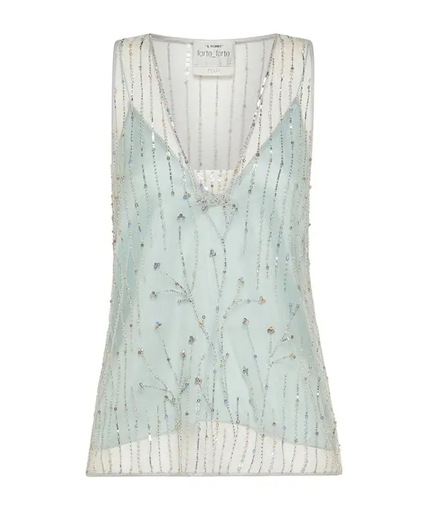 FORTE_FORTE Embellished V-neck Sleeveless Top
