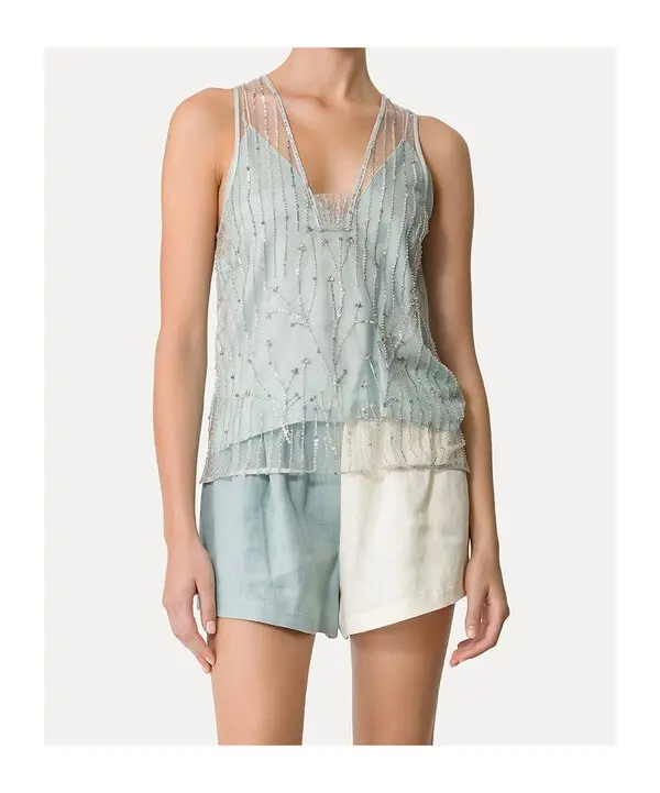 FORTE_FORTE Embellished V-neck Sleeveless Top