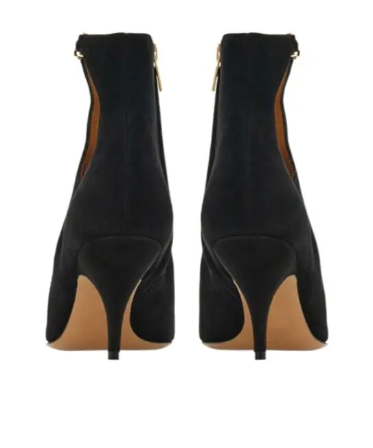 FERRAGAMO Cutout Ankle Boot With Gold Tone Buckle - Black
