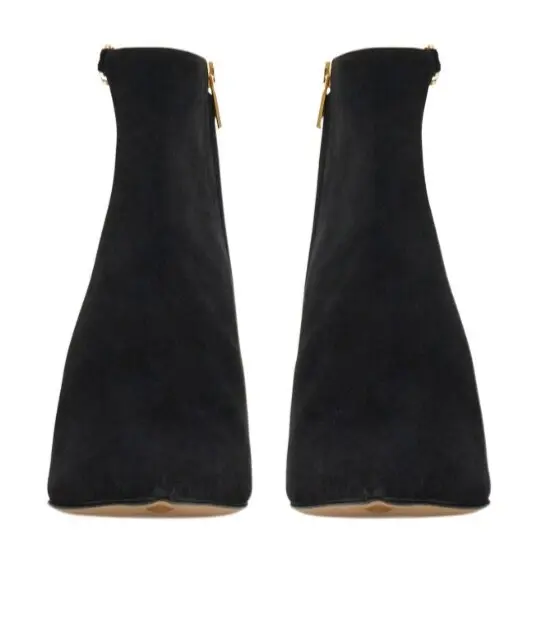 FERRAGAMO Cutout Ankle Boot With Gold Tone Buckle - Black