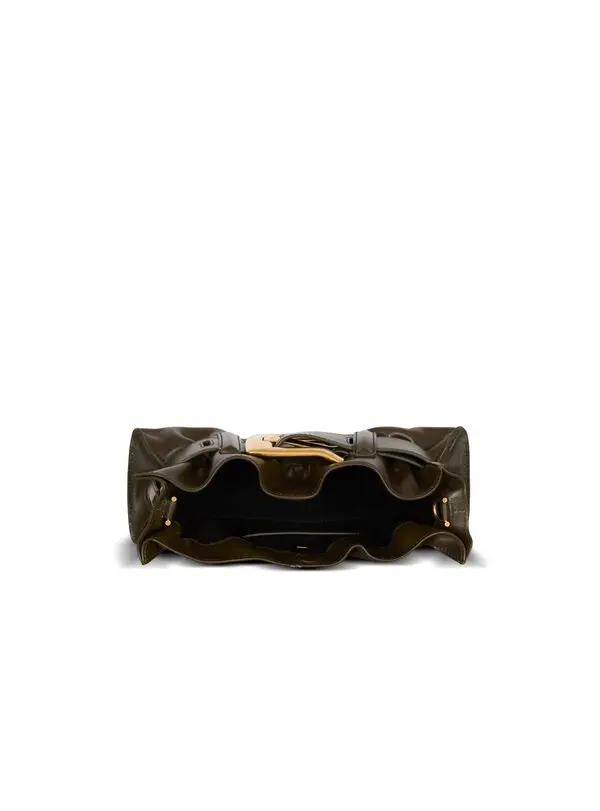 Balmain Mini Anthem Shoulder Bag In Calfskin Leather - Khaki