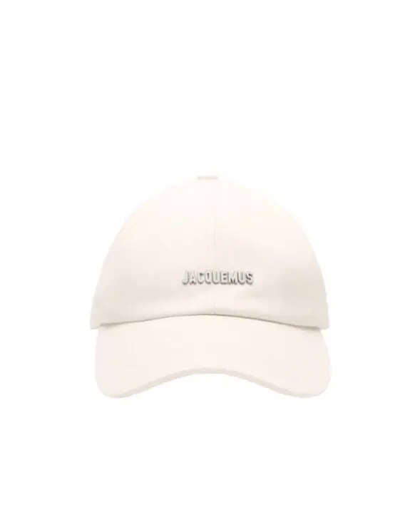 Jacquemus Logo Plaque Curved Peak Cap - Off White