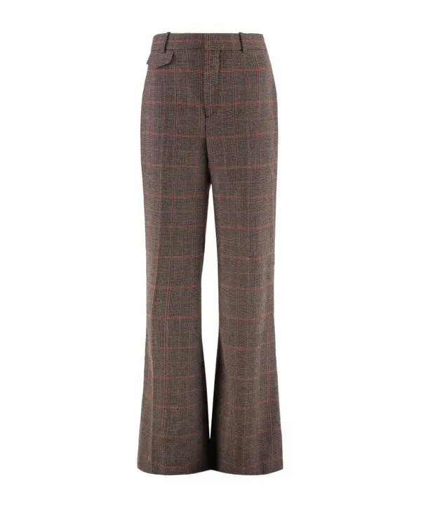 Chloé Checked High-waisted Flared Wool Pants