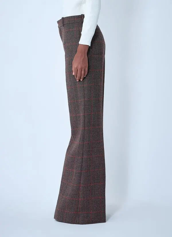 Chloé Checked High-waisted Flared Wool Pants