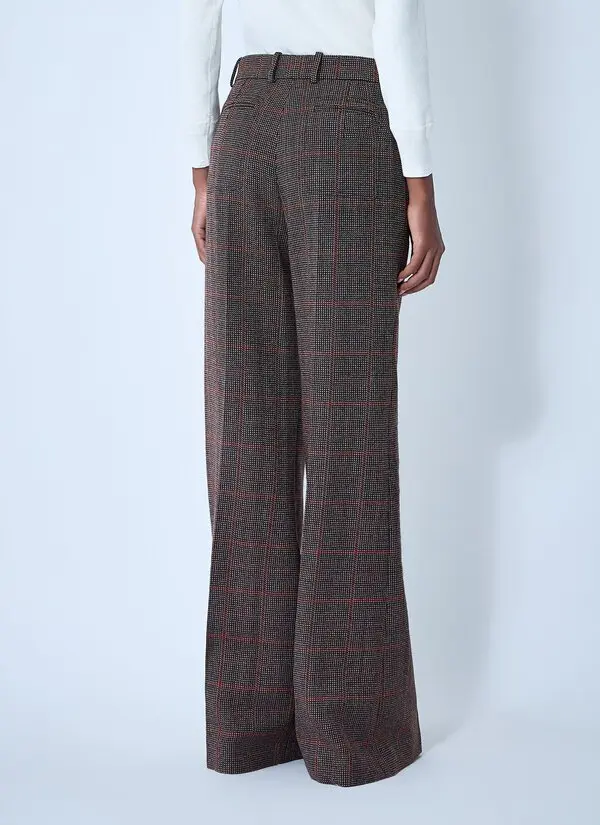 Chloé Checked High-waisted Flared Wool Pants