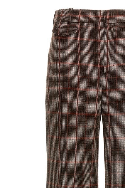 Chloé Checked High-waisted Flared Wool Pants - Brown