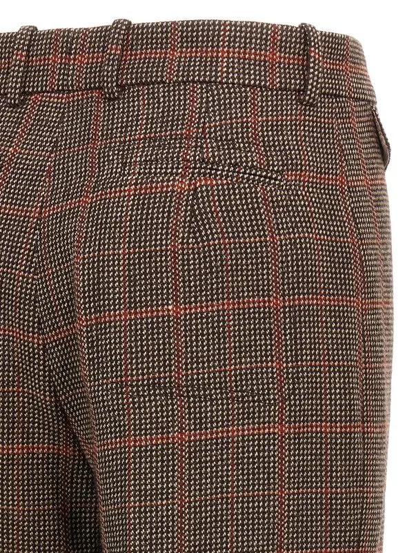Chloé Checked High-waisted Flared Wool Pants - Brown
