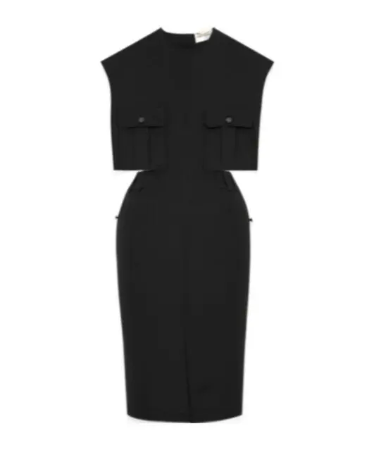 Saint Laurent Cut-out Crewneck Dress - Black