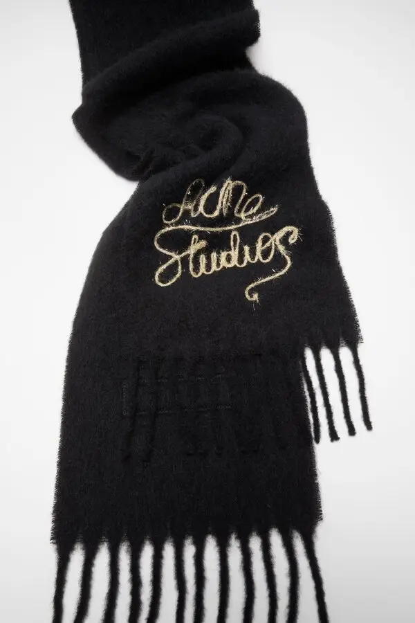Acne Studios Logo Patch Fringed Scarf