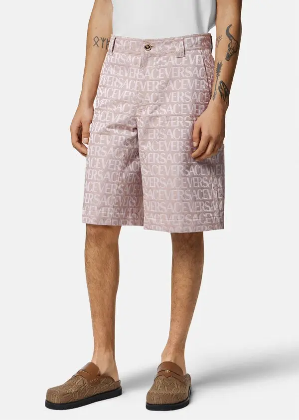 Versace Allover Jacquard High-waist Bermuda Shorts