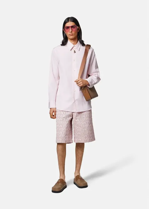Versace Allover Jacquard High-waist Bermuda Shorts