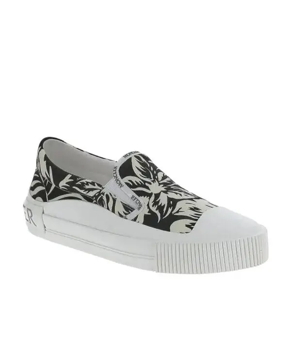 Moncler Logo Slip-on Sneakers With Floral Print - Gray