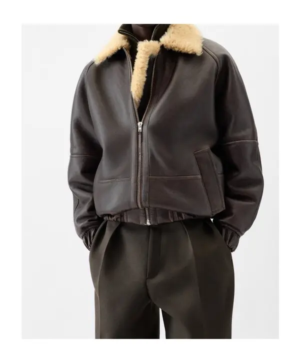 Jacquemus Brown Leather Bomber Jacket