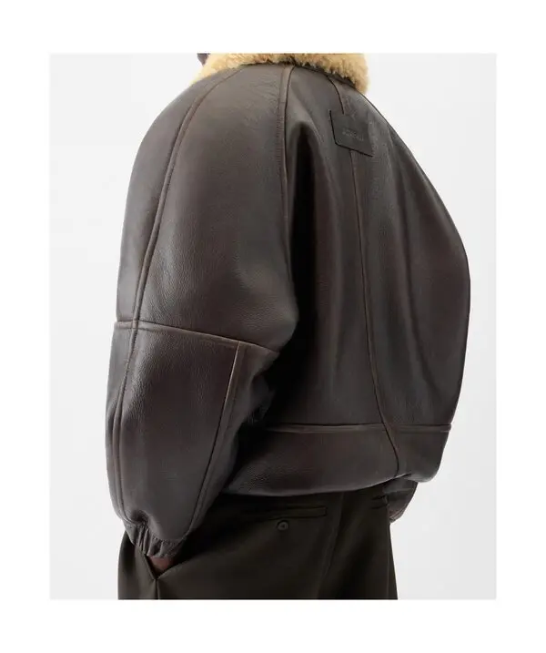 Jacquemus Brown Leather Bomber Jacket