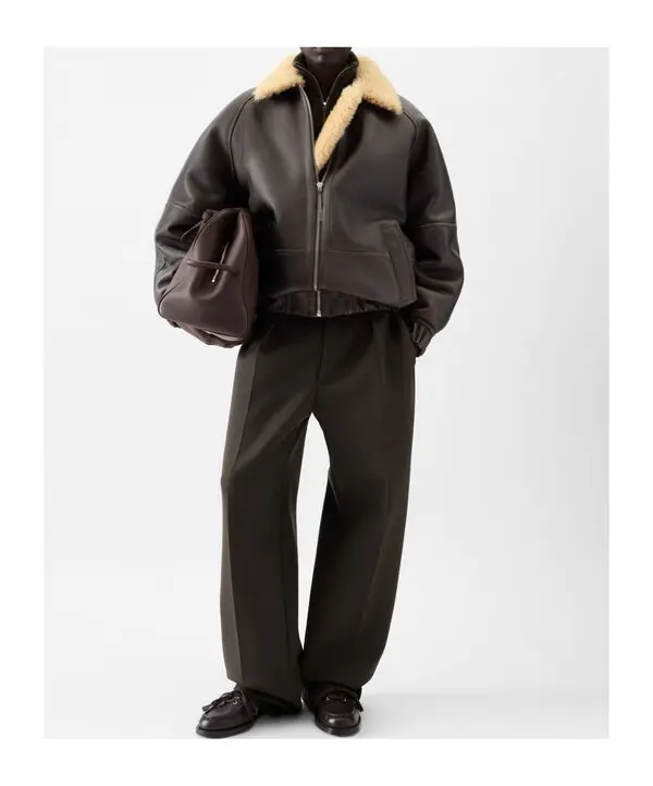 Jacquemus Brown Leather Bomber Jacket