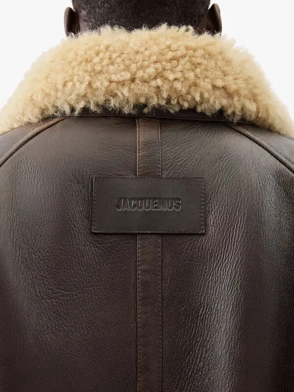 Jacquemus Brown Leather Bomber Jacket