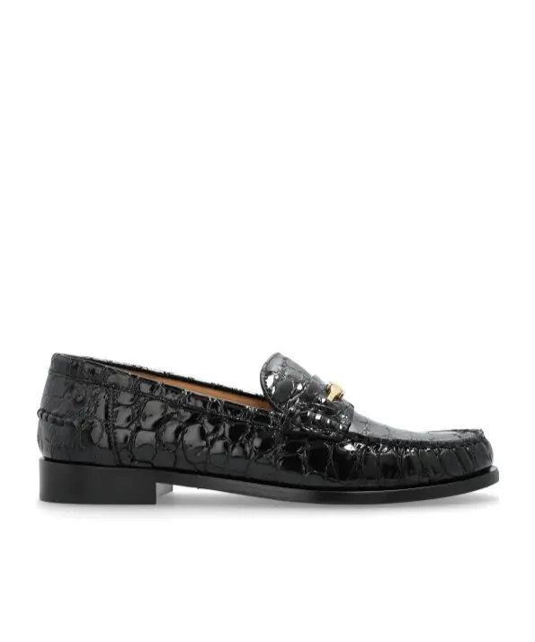 FERRAGAMO Black Croc-effect Loafers