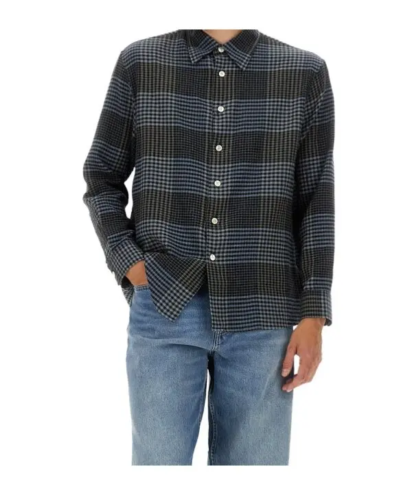 SUNFLOWER Check Detailed Long-sleeved Shirt