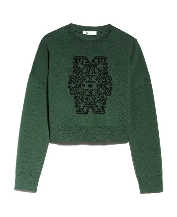 Max Mara Monogram-jacquard Cropped Jumper - Green