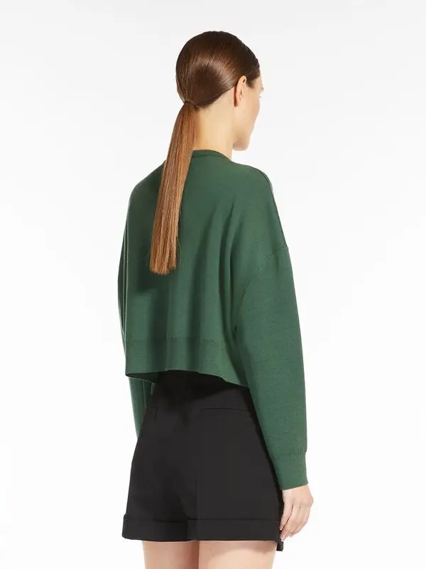 Max Mara Monogram-jacquard Cropped Jumper - Green