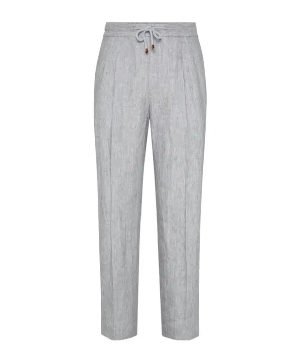 Brunello Cucinelli Leisure Fit Trousers With Drawstring Waist - Grey
