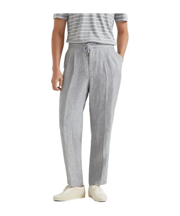 Brunello Cucinelli Leisure Fit Trousers With Drawstring Waist - Grey