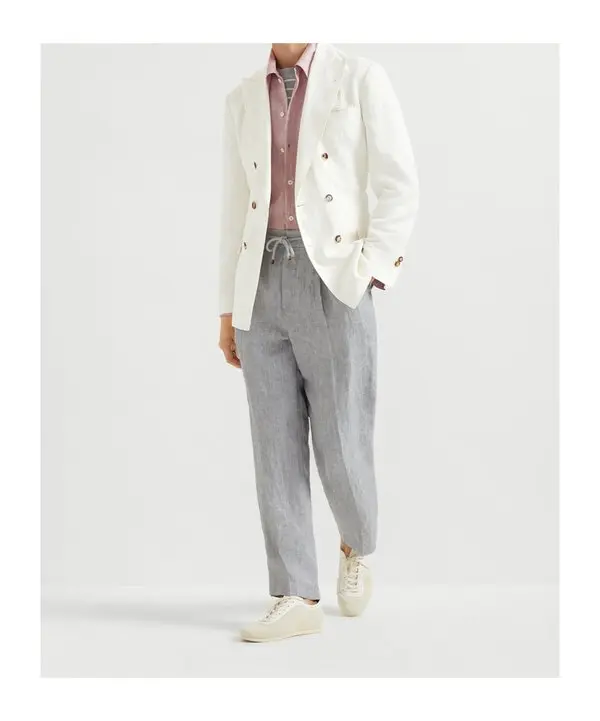 Brunello Cucinelli Leisure Fit Trousers With Drawstring Waist - Grey