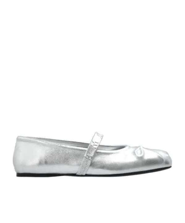 Marni Embossed Logo Ballet Flats - Silver