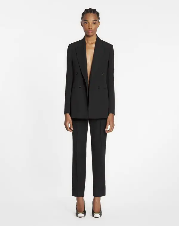LANVIN Straight Leg Cropped Trousers With Logo Detail