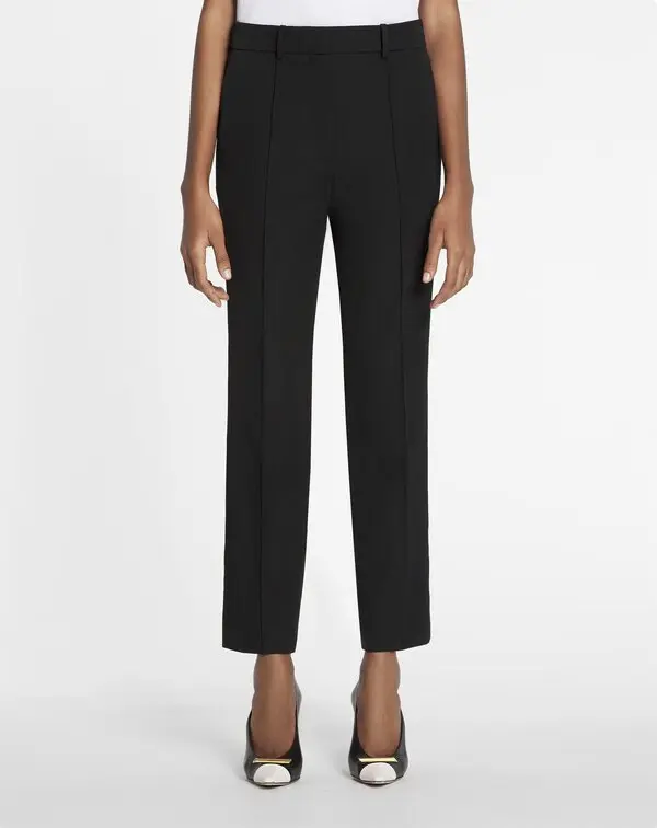 LANVIN Straight Leg Cropped Trousers With Logo Detail