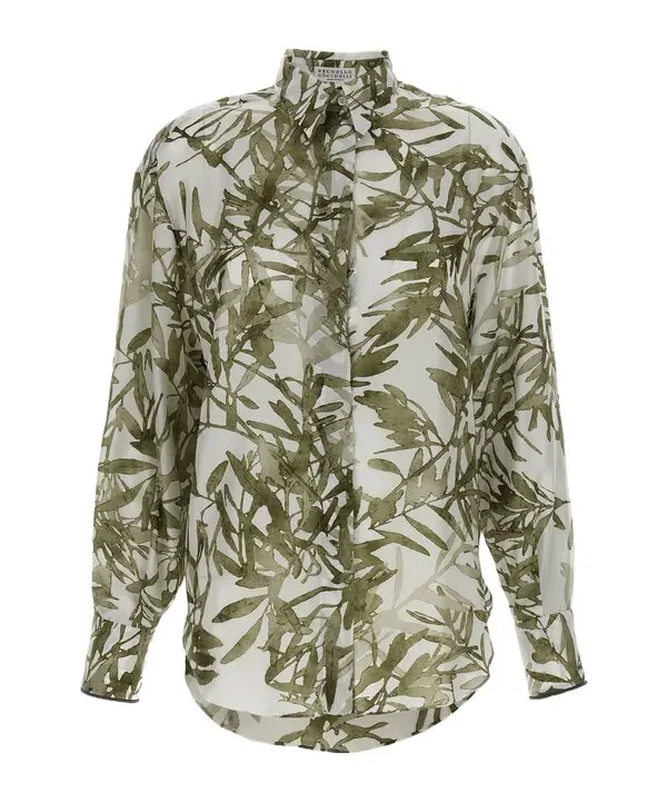 Brunello Cucinelli Printed Long-sleeve Shirt - Green