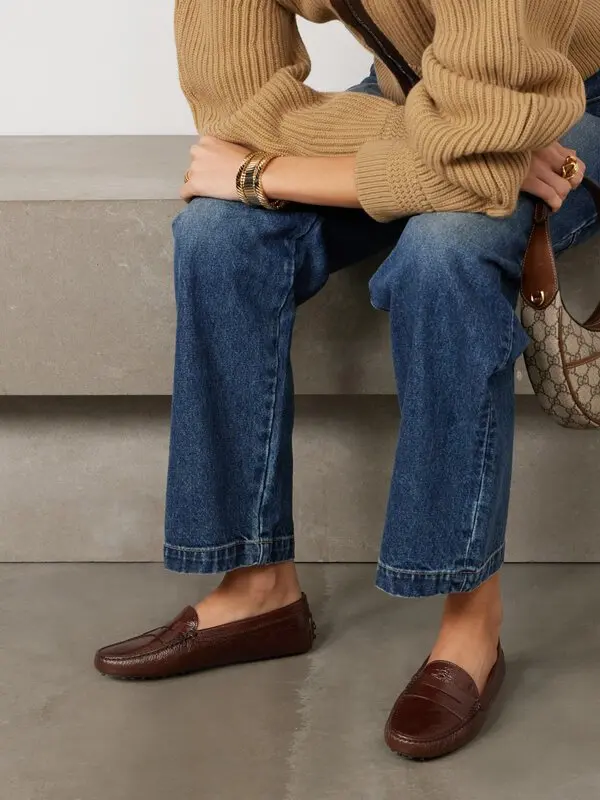 TOD'S Pleated Flat Loafers - Brown