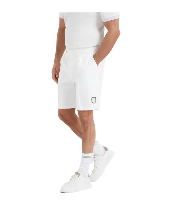 Brunello Cucinelli Tailored Shorts With Logo Appliqu - White