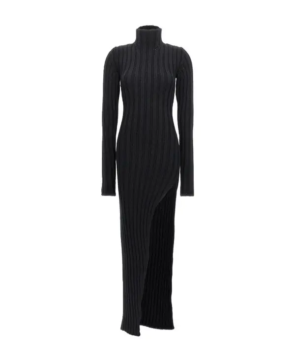 ANN DEMEULEMEESTER High-neck Ribbed Knit Maxi Dress