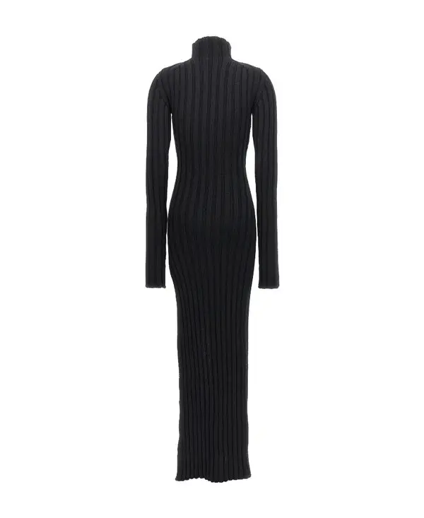 ANN DEMEULEMEESTER High-neck Ribbed Knit Maxi Dress