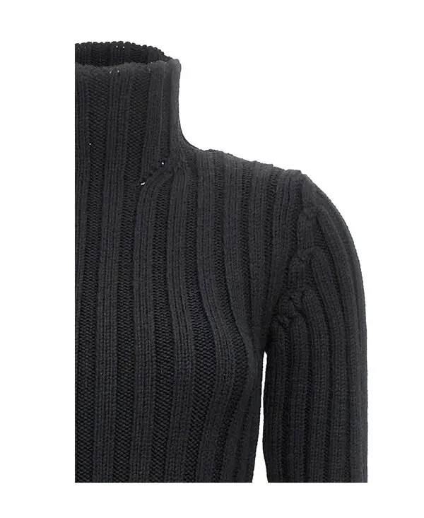 ANN DEMEULEMEESTER High-neck Ribbed Knit Maxi Dress