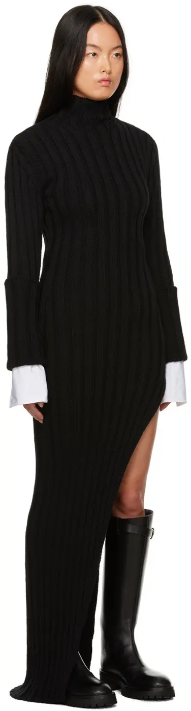 ANN DEMEULEMEESTER High-neck Ribbed Knit Maxi Dress