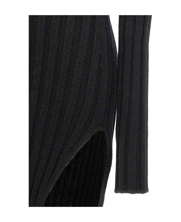 ANN DEMEULEMEESTER High-neck Ribbed Knit Maxi Dress