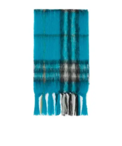 Burberry Checked Fringed-edge Scarf - Blue