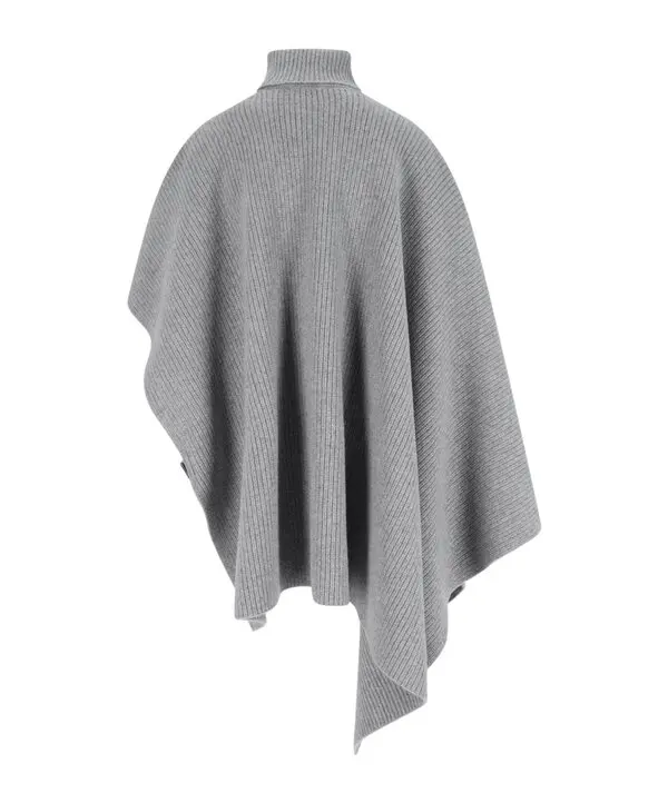 Stella McCartney Asymmetric Ribbed Knit High Neck Cape