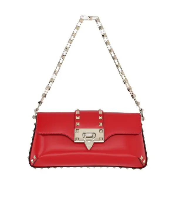Valentino Garavani Rockstud Foldover Small Shoulder Bag - Red