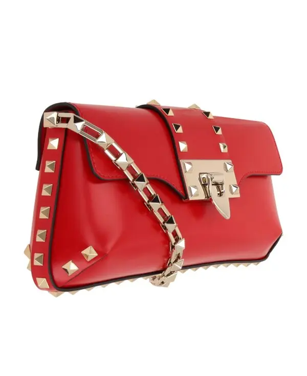 Valentino Garavani Rockstud Foldover Small Shoulder Bag - Red