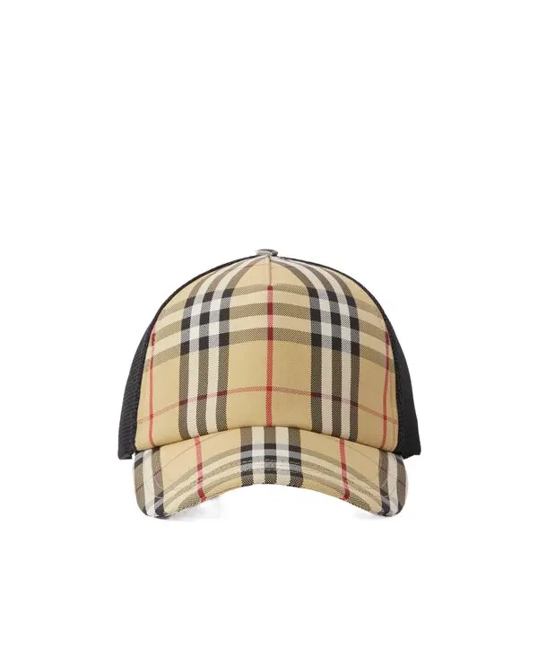 Burberry Checked Mesh Cap - Nude