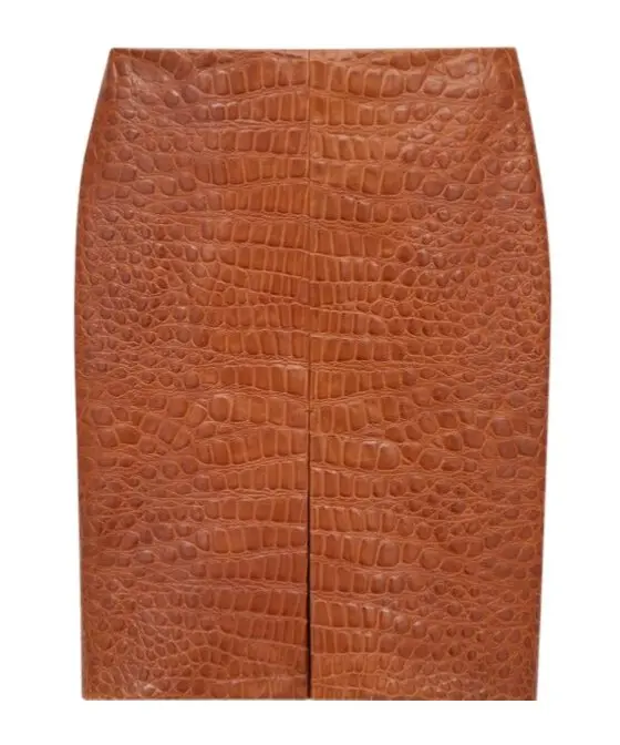 Saint Laurent Crocodile-embossed Leather Pencil Skirt