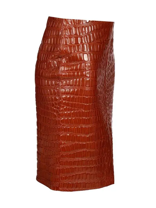 Saint Laurent Embossed Pencil Skirt
