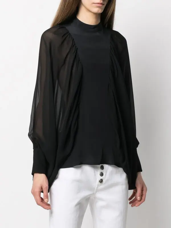 DONDUP Sheer Batwing Sleeve Blouse