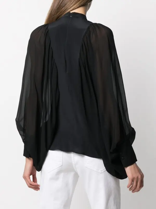 DONDUP Sheer Batwing Sleeve Blouse