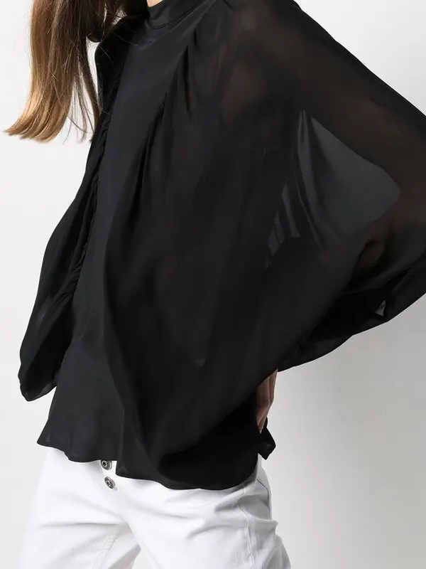 DONDUP Sheer Batwing Sleeve Blouse