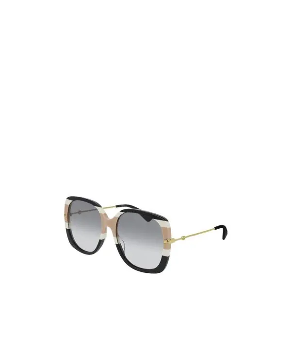 Gucci Block Stripe Square Sunglasses - Gray