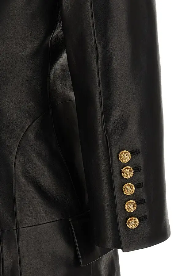 Balmain Double Breasted Leather Blazer Dress